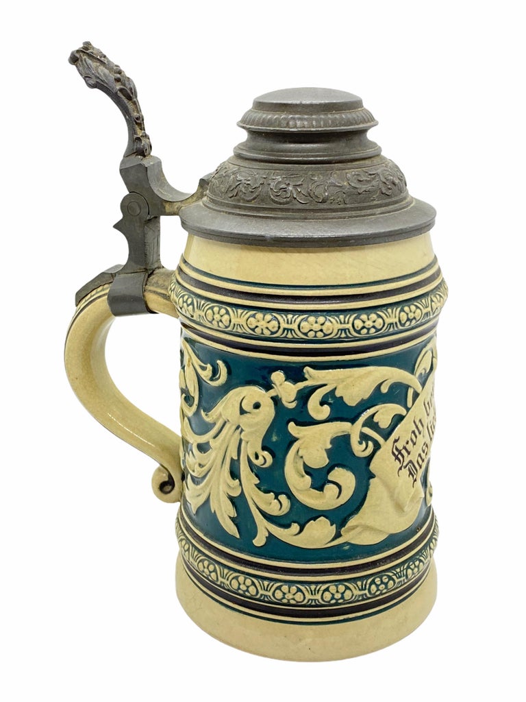 Antique Germany Lidded Beer Stein glazed Ceramic, 1900s For Sale at ...