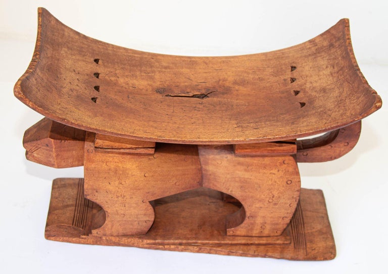 Antique Ghanian Ashanti Style Stool with Leopard Carved, Africa For ...