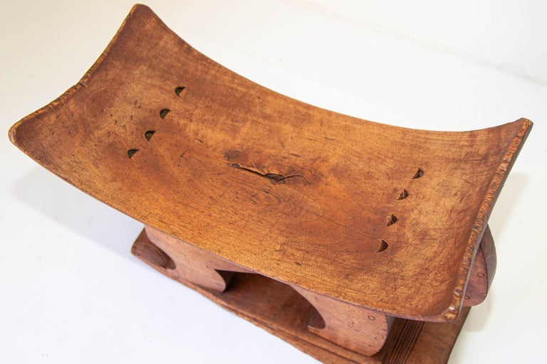 Antique Ghanian Ashanti Style Stool with Leopard Carved, Africa For ...