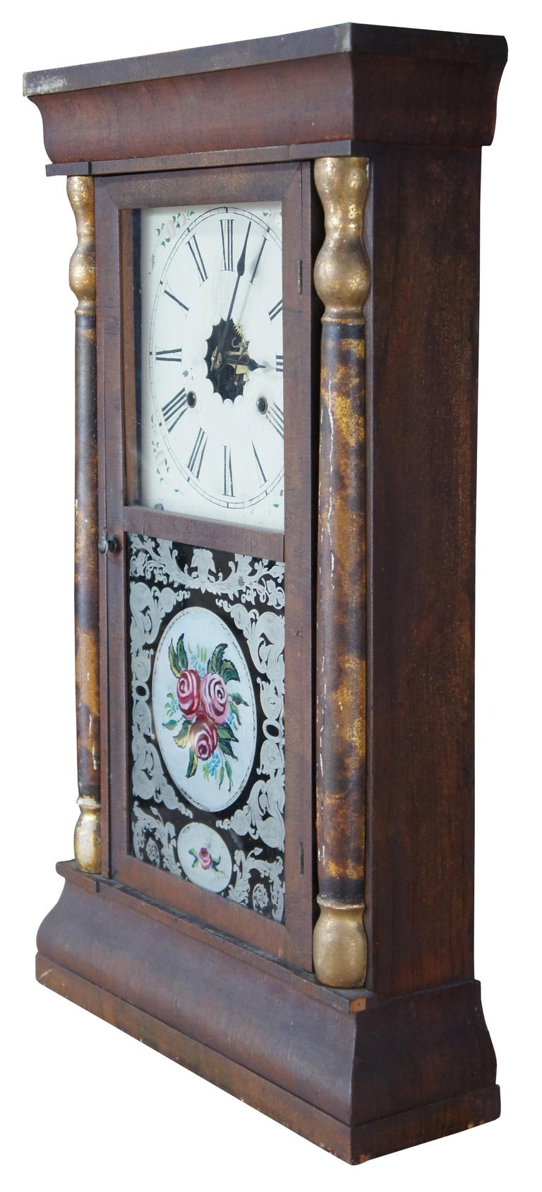 Antique Gilbert Manufacturing American Empire 8 Day Walnut Mantel Shelf ...