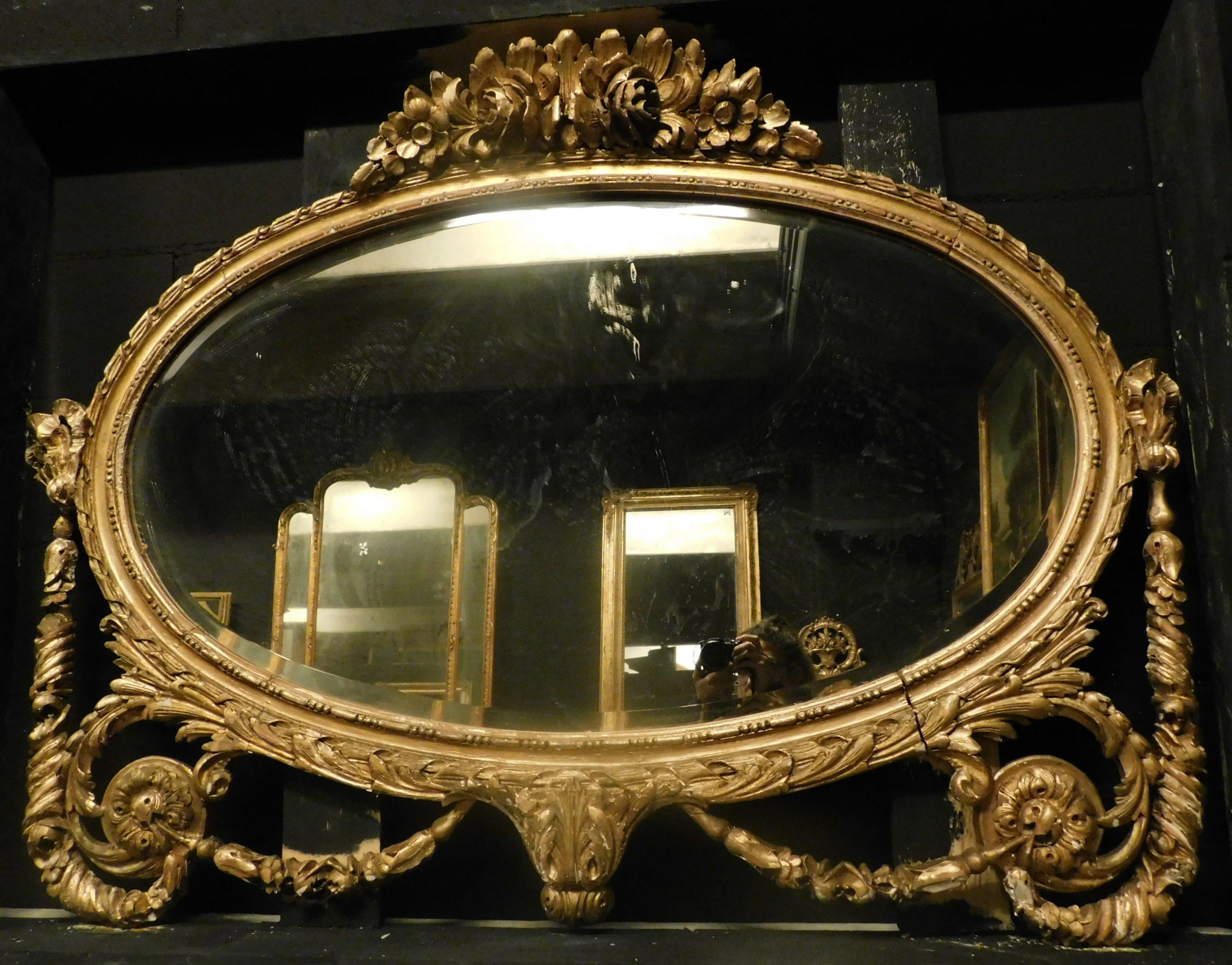 Antique Gilded and Carved Wooden Mirror, 1800 Italy at 1stDibs | 1800 ...