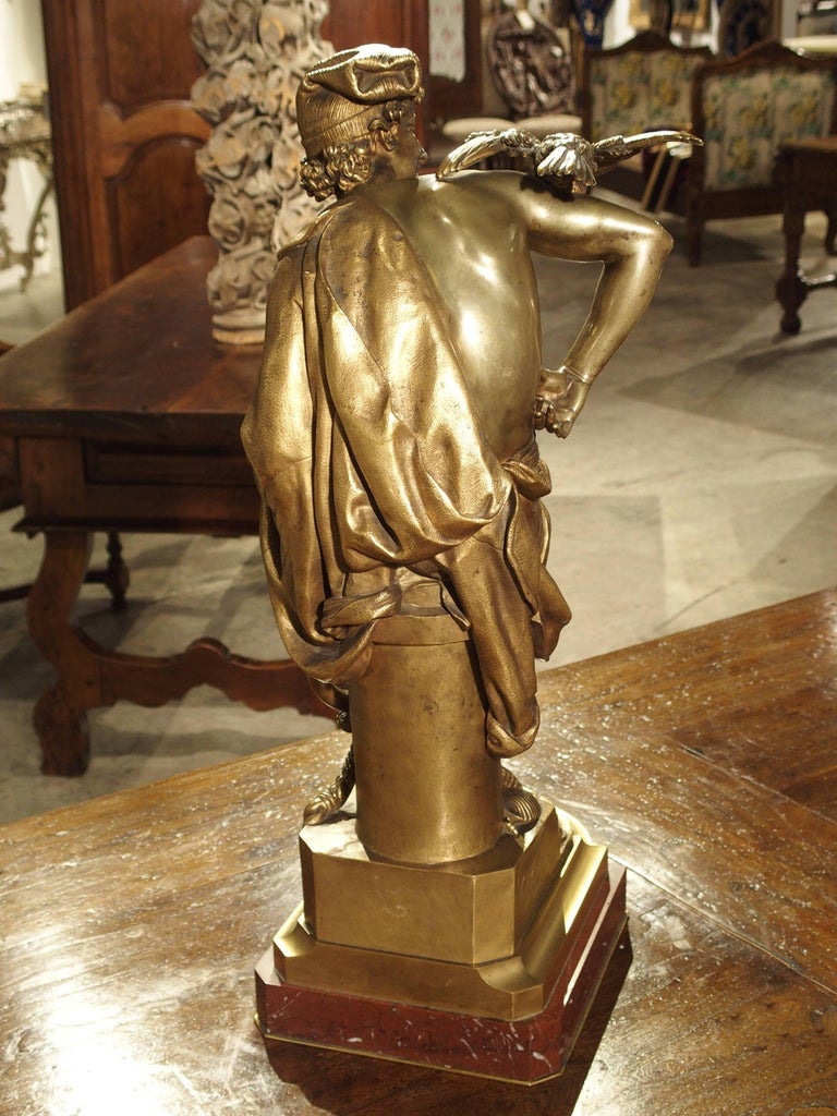 Antique Gilded Bronze Statue with Marble Base from Belgium, circa 1900 ...
