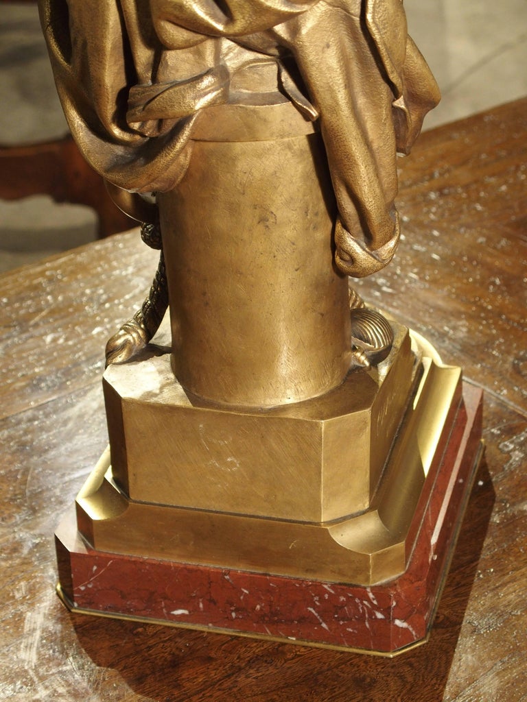 Antique Gilded Bronze Statue with Marble Base from Belgium, circa 1900 ...