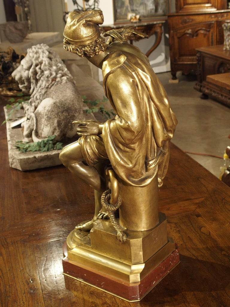 Antique Gilded Bronze Statue with Marble Base from Belgium, circa 1900 ...