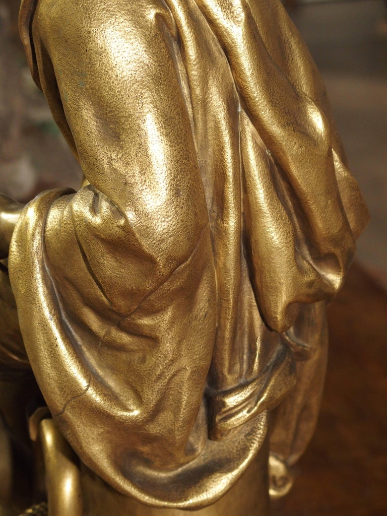 Antique Gilded Bronze Statue with Marble Base from Belgium, circa 1900 ...