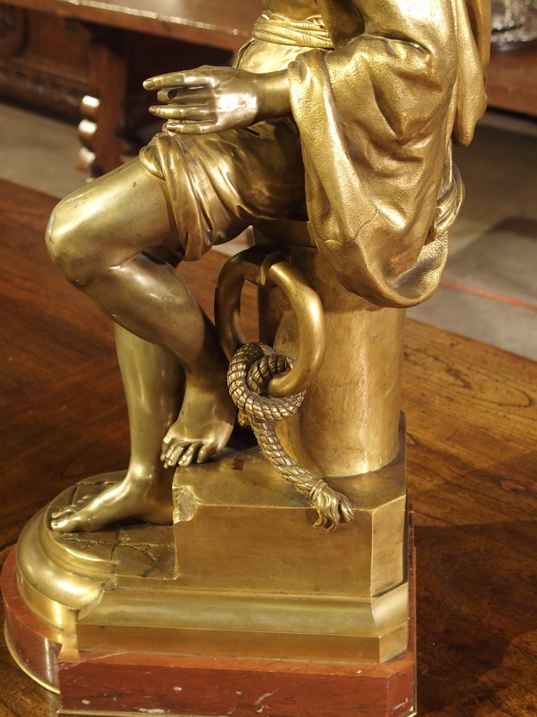 Antique Gilded Bronze Statue with Marble Base from Belgium, circa 1900 ...