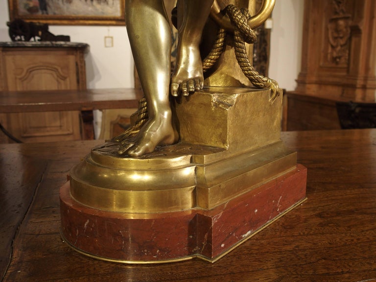 Antique Gilded Bronze Statue with Marble Base from Belgium, circa 1900 ...