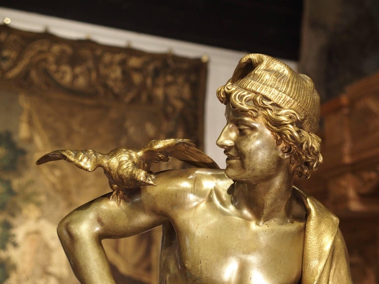 Antique Gilded Bronze Statue with Marble Base from Belgium, circa 1900 ...