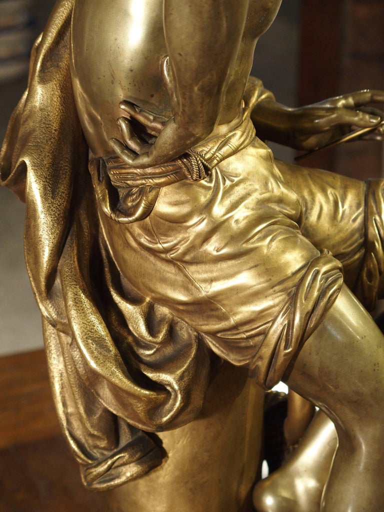 Antique Gilded Bronze Statue with Marble Base from Belgium, circa 1900 ...