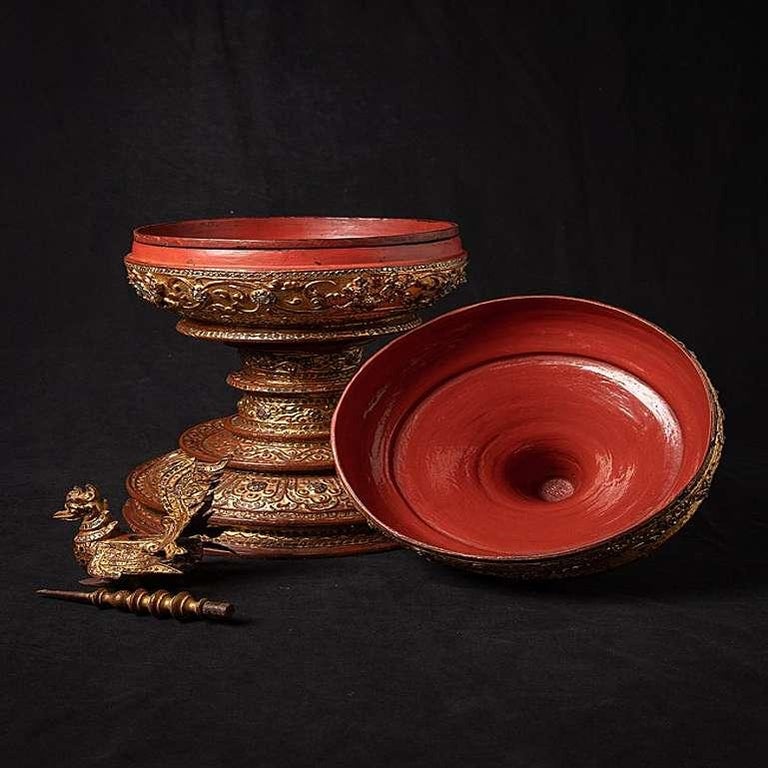 Antique Gilded Burmese Offering Vessel from Burma For Sale at 1stDibs