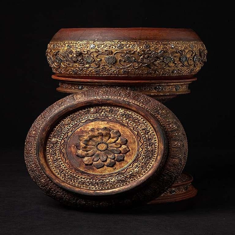 Antique Gilded Burmese Offering Vessel from Burma For Sale at 1stDibs