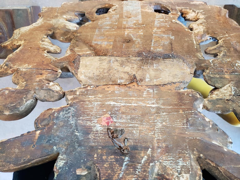 Antique Gilded Cherub Cartouche Fragment with Script at 1stDibs