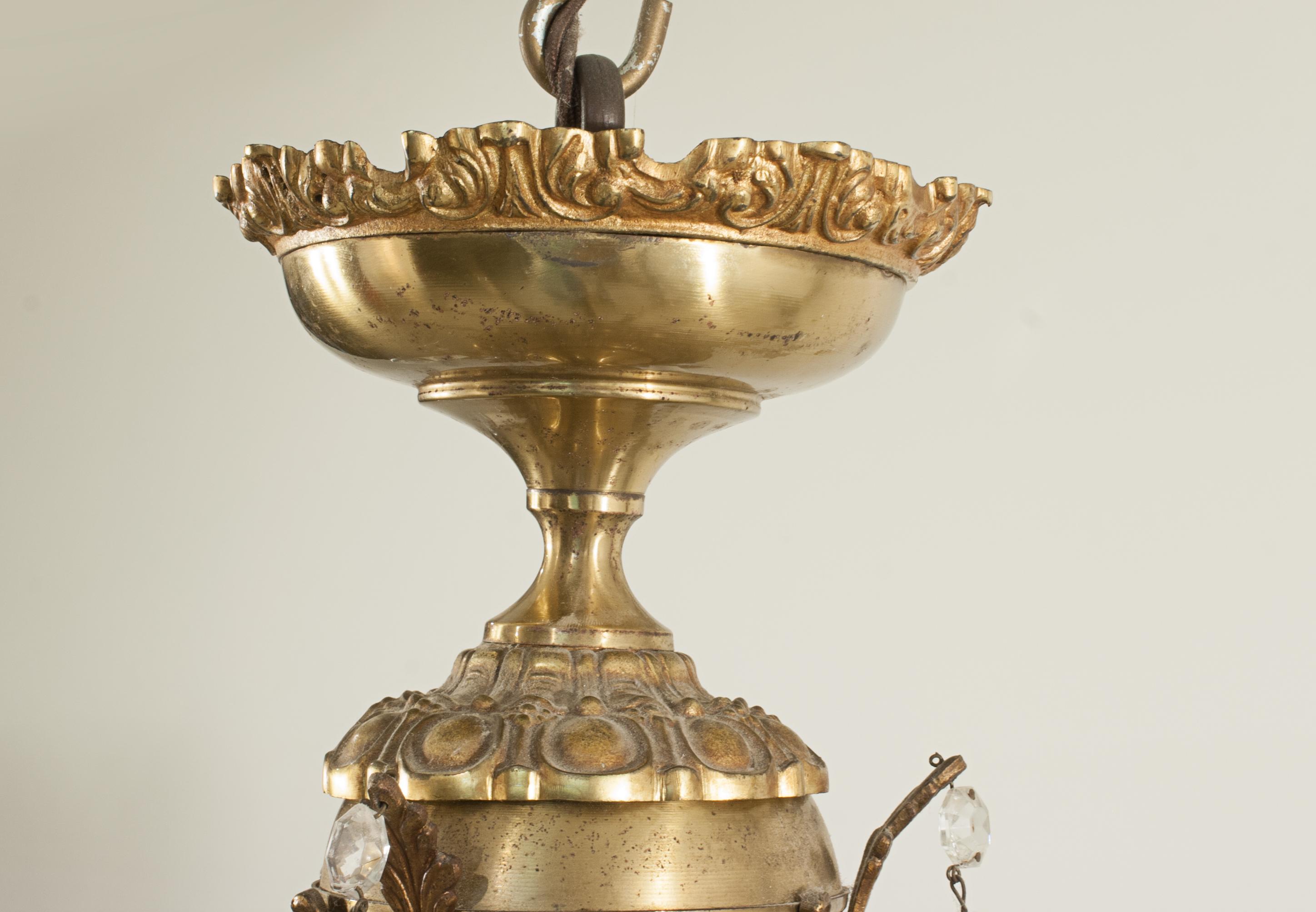 Antique Gilded Crystal Chandelier For Sale at 1stDibs