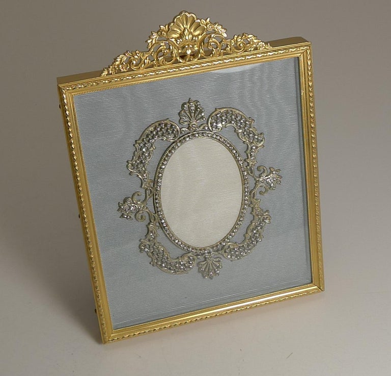 Antique Gilded French Bronze Photograph Frame with Paste Stone ...