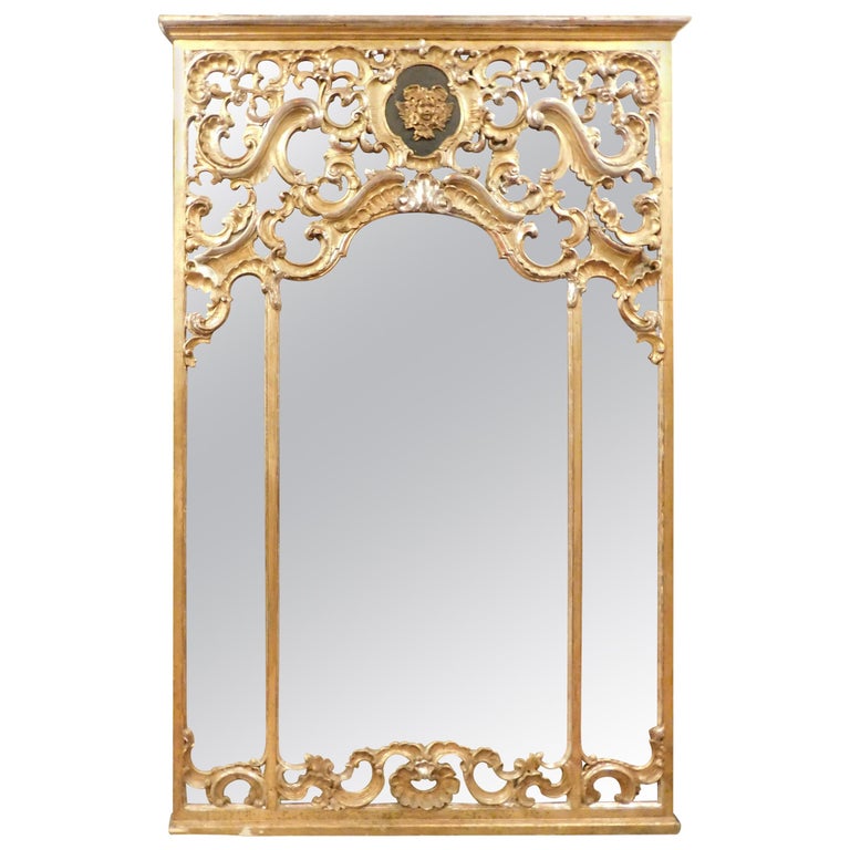 Antique Gilded Wood Mirror, Richly Carved with Putto, 1700, Italy at ...