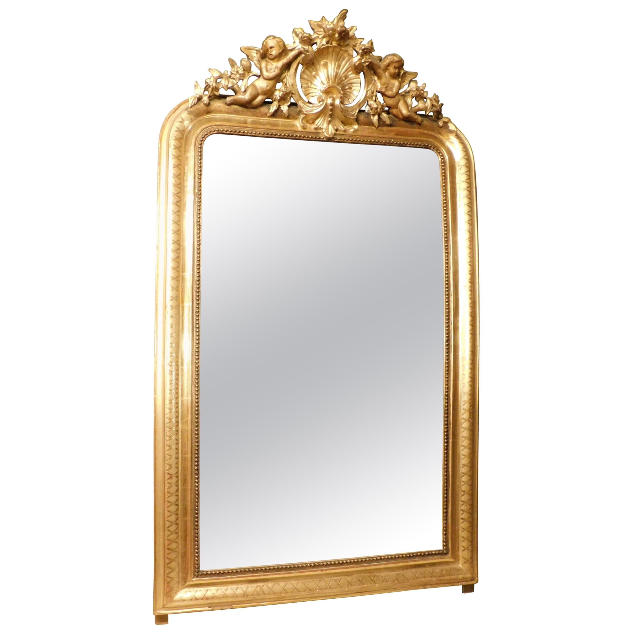 Antique Italian Gold Gilded and Painted Mirror, Early 1800s For Sale at ...