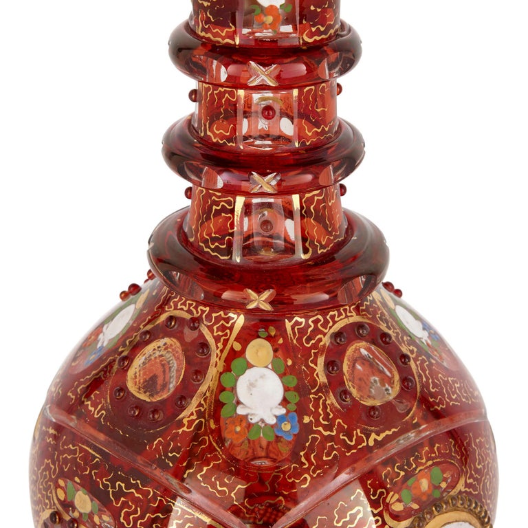 Antique Gilt and Enamelled Ruby Red Glass Decanter For Sale at 1stDibs ...