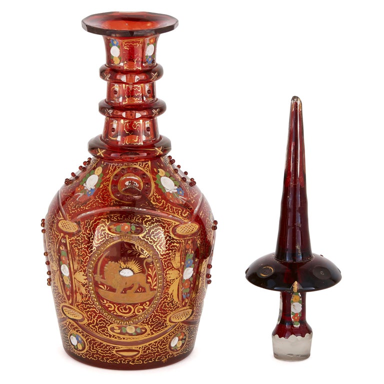 Antique Gilt and Enamelled Ruby Red Glass Decanter For Sale at 1stDibs ...