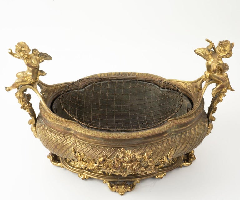 Antique Gilt Bronze Centerpiece with Angels For Sale at 1stDibs