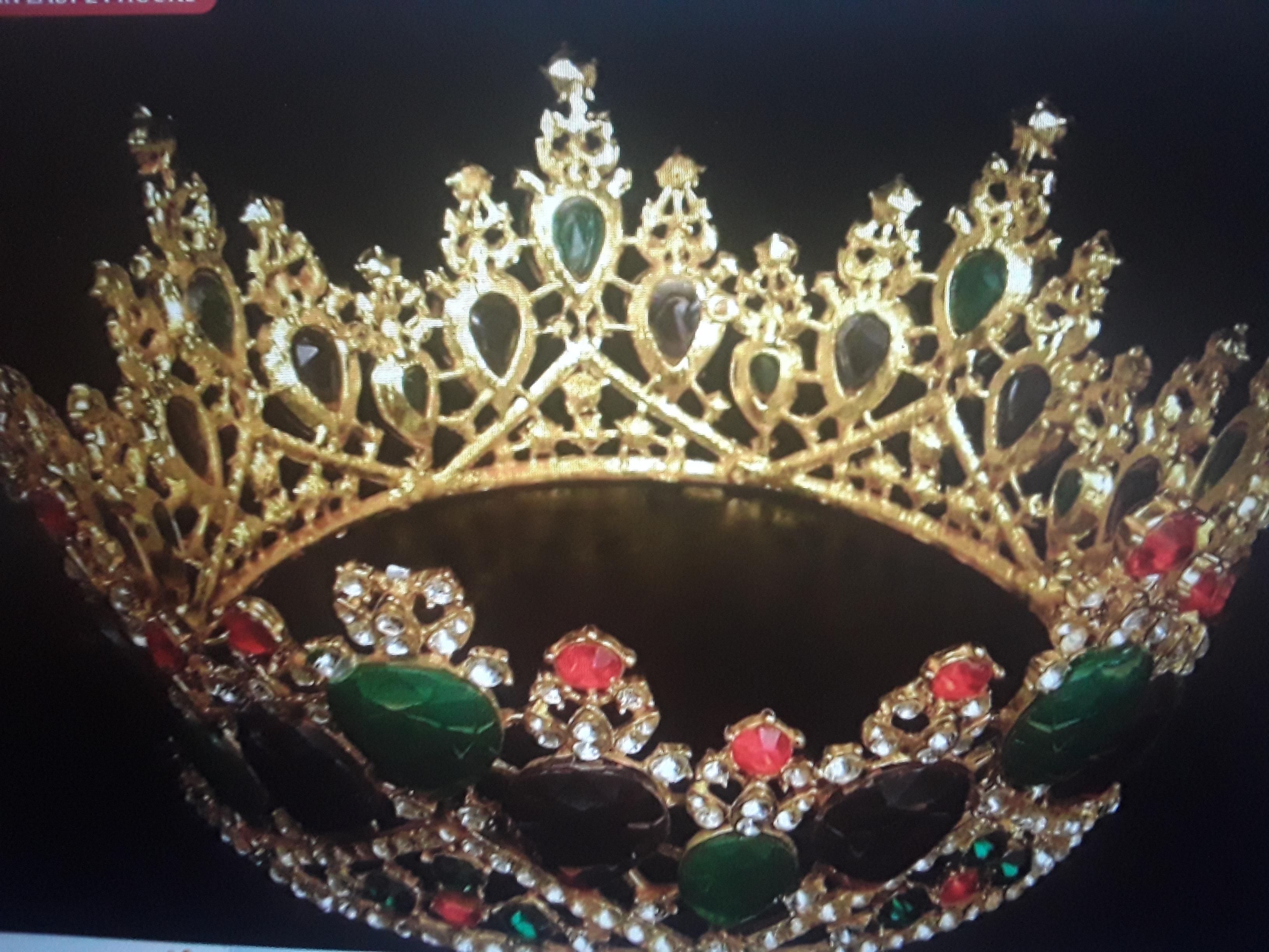 Antique Gilt Bronze/ Red w/Green Jewelled Royal Tiara- Collectors Piece ...