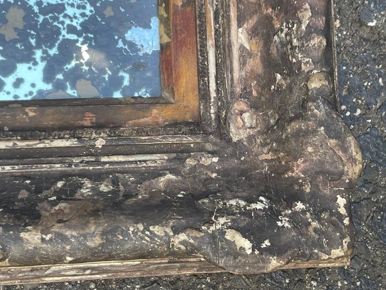 Antique Gilt Weathered Barbizon Mirror with Mercury Glass For Sale at ...