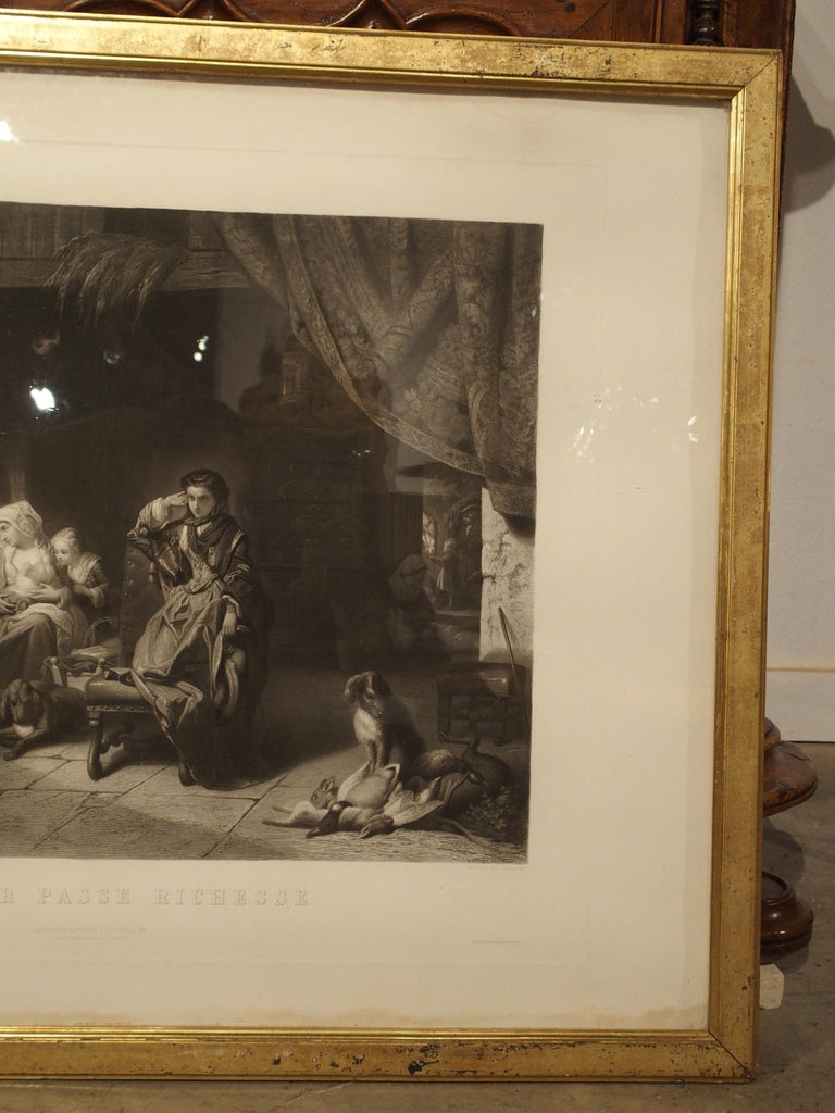 Antique Giltwood Framed French Lithograph from 1866 For Sale at 1stdibs