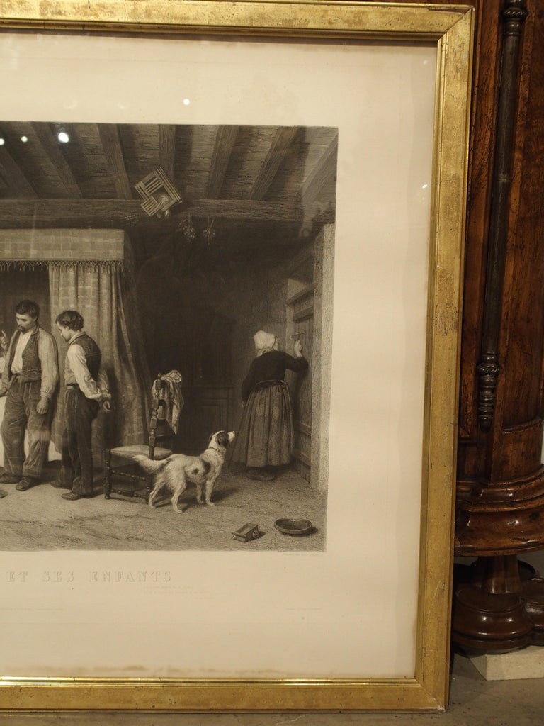 Antique Giltwood Framed French Lithograph from 1867 For Sale at 1stdibs