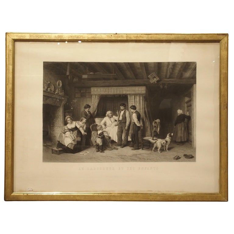 Antique Giltwood Framed French Lithograph from 1867 at 1stDibs