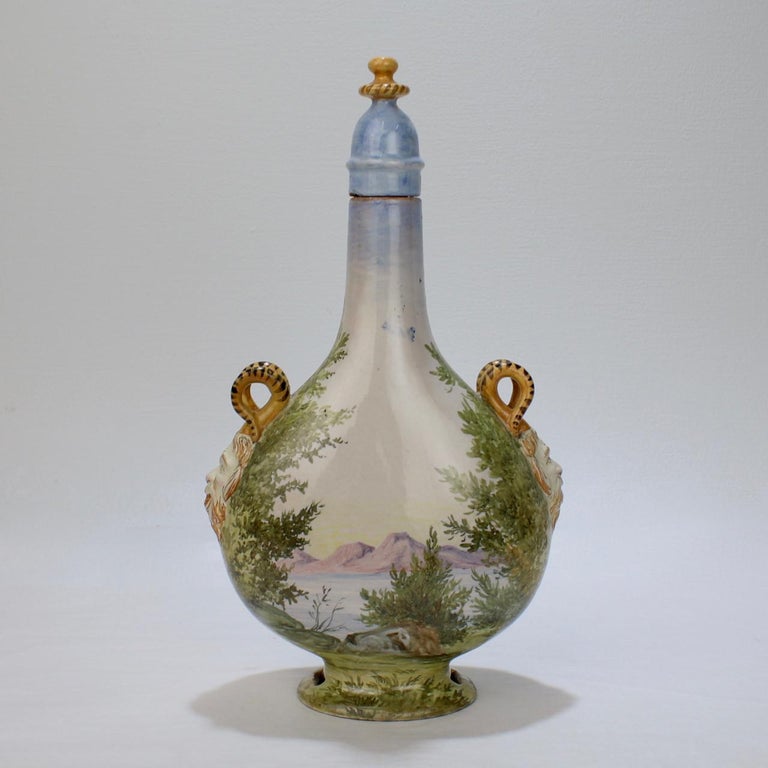 Antique Ginori Istoriato Style Italian Maiolica Pottery Pilgrim Flask ...