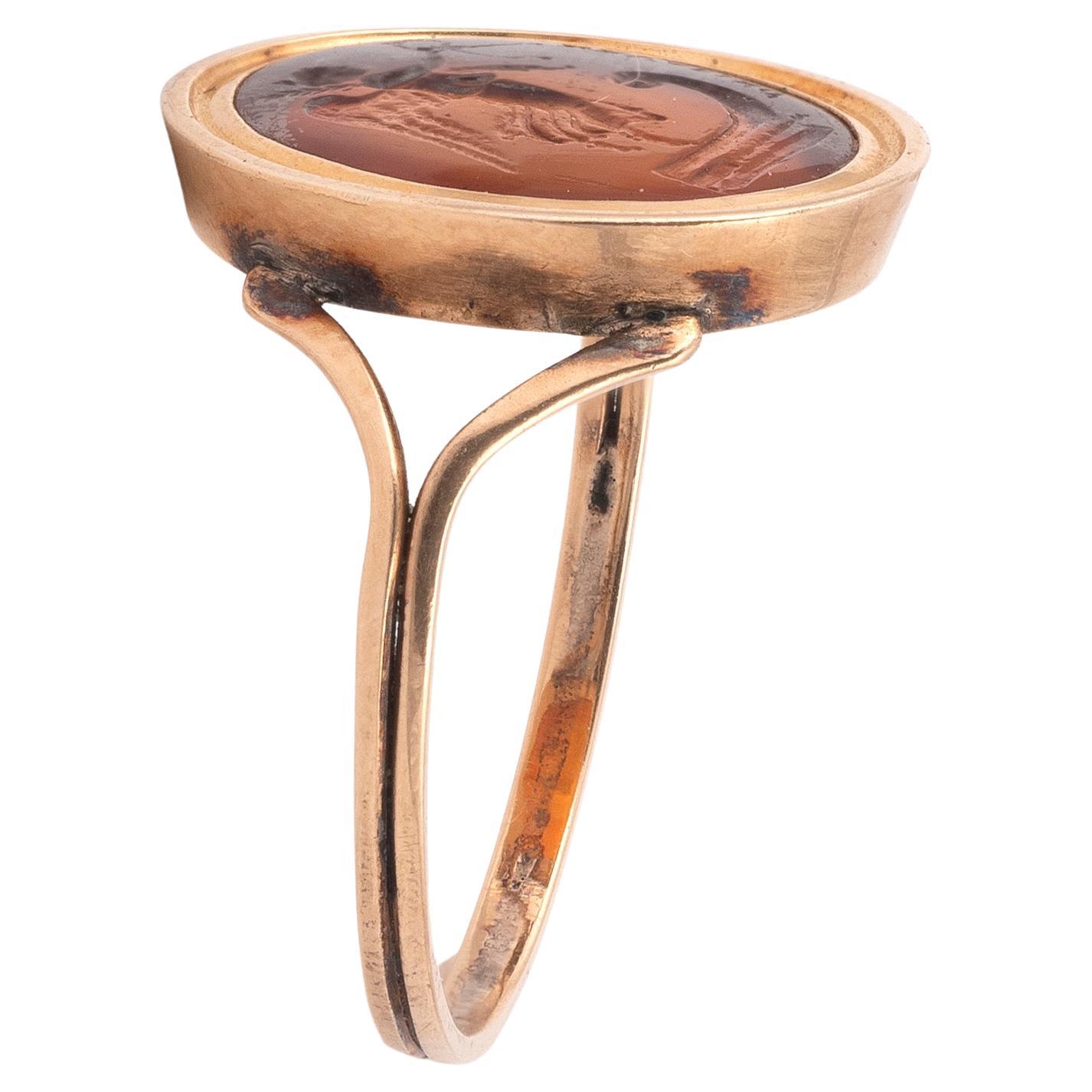 Antique Glass Doublet Intaglio Ring 1830's For Sale at 1stDibs