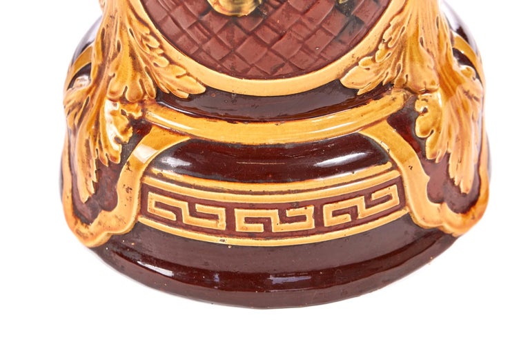 Antique Glazed Staffordshire Pottery Jardinière on Stand at 1stDibs