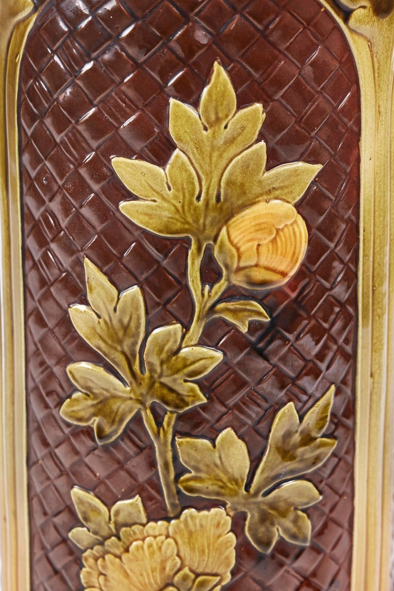 Antique Glazed Staffordshire Pottery Jardinière on Stand at 1stDibs