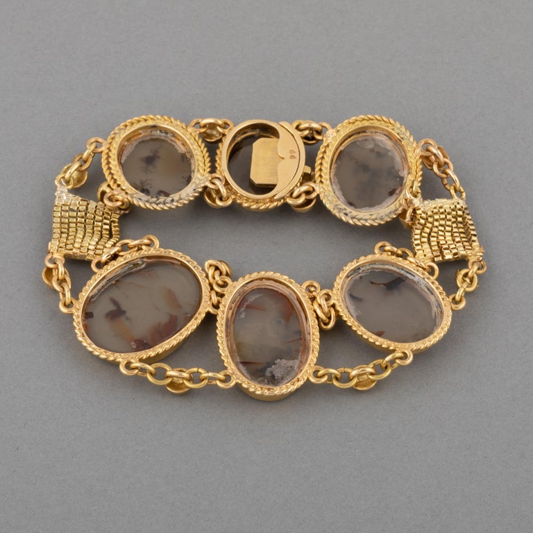 Antique Gold and Agate French Bracelet For Sale at 1stDibs