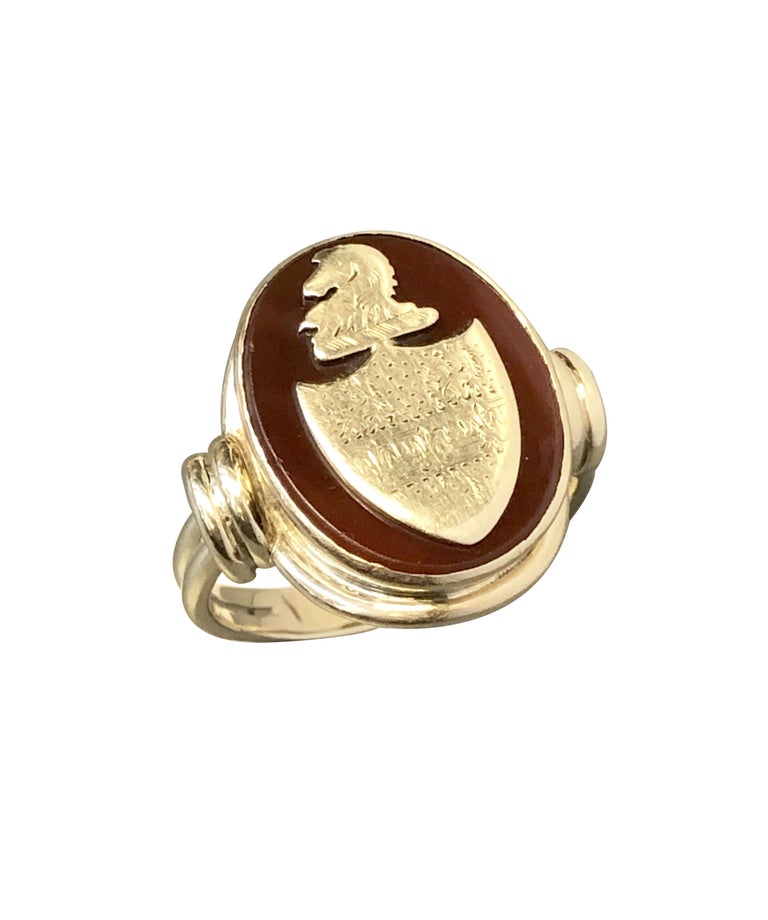Antique Gold and Carnelian Signet Ring For Sale at 1stDibs