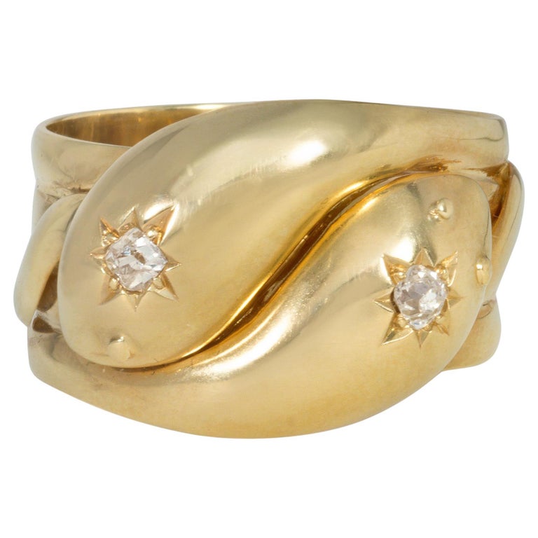 Antique Gold and Diamond Double Snake Ring with London Hallmarks For ...