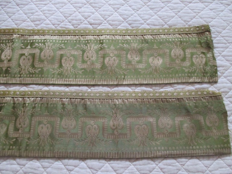 Antique Gold and Green Greek Key Pattern Woven Silk Decorative Trims at ...