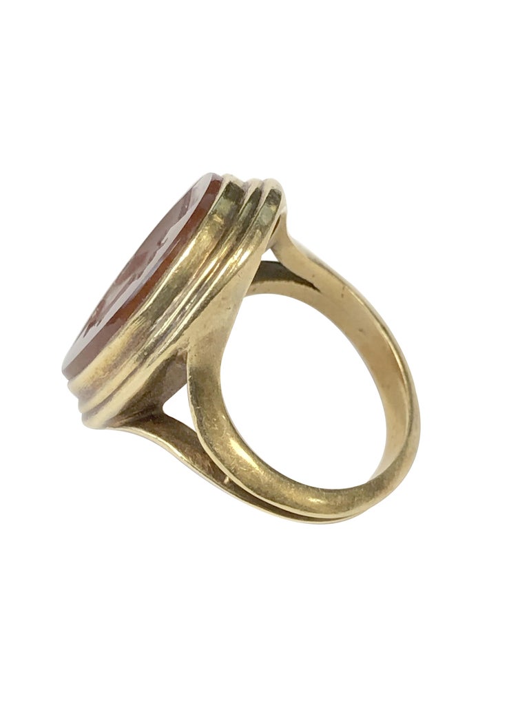 Antique Gold and Hard-stone Intaglio Ring For Sale at 1stDibs