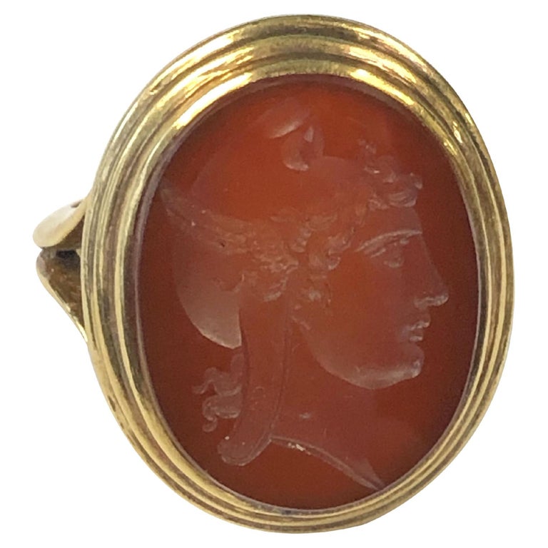 Antique Gold and Hard-stone Intaglio Ring For Sale at 1stDibs