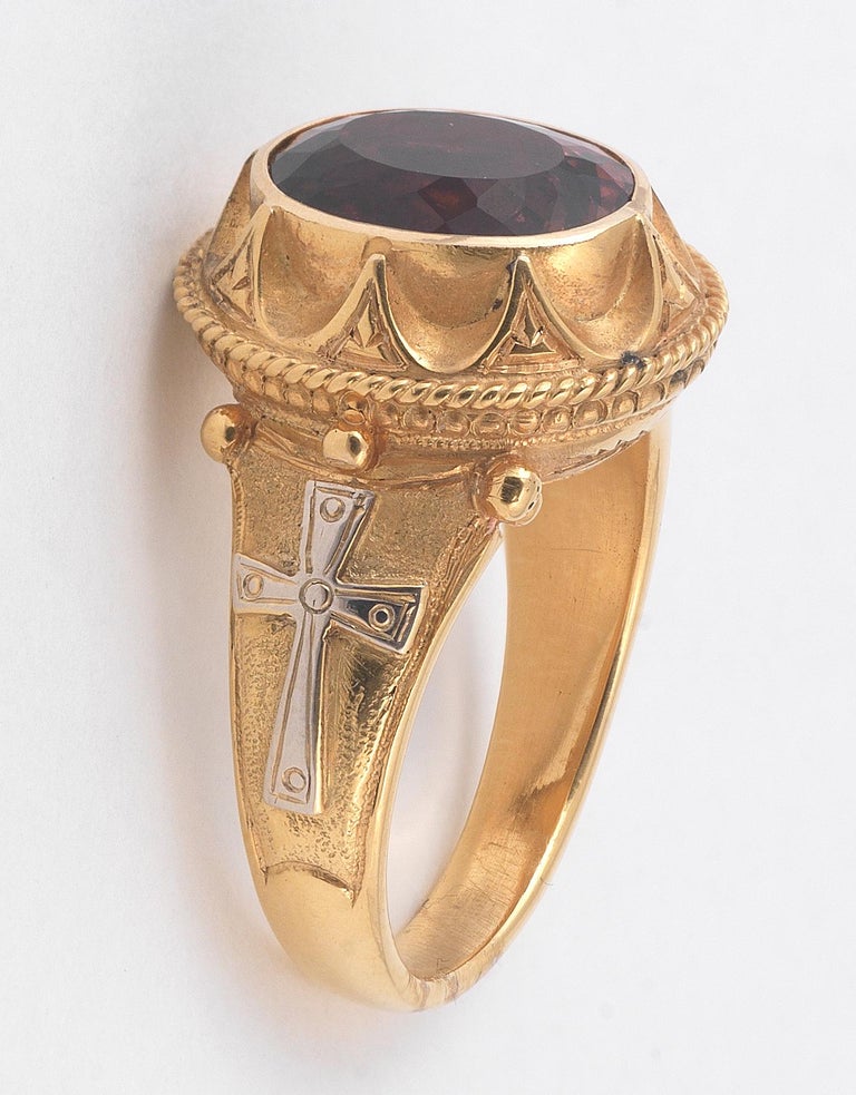 Antique Gold and Rubelite Bishop Ring at 1stDibs