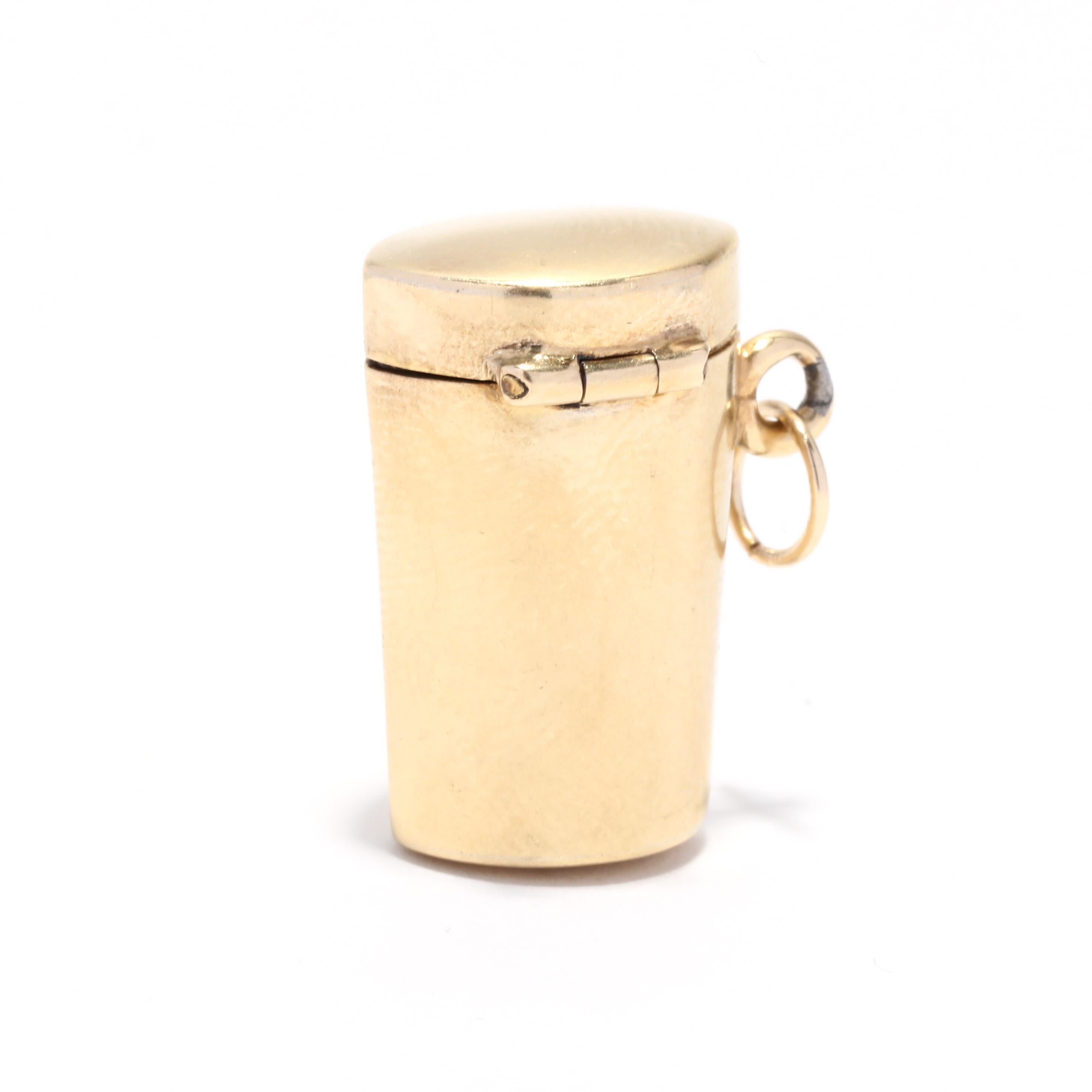 Antique Gold Canister Charm, 14K Yellow Gold, Length 13/16 in ...