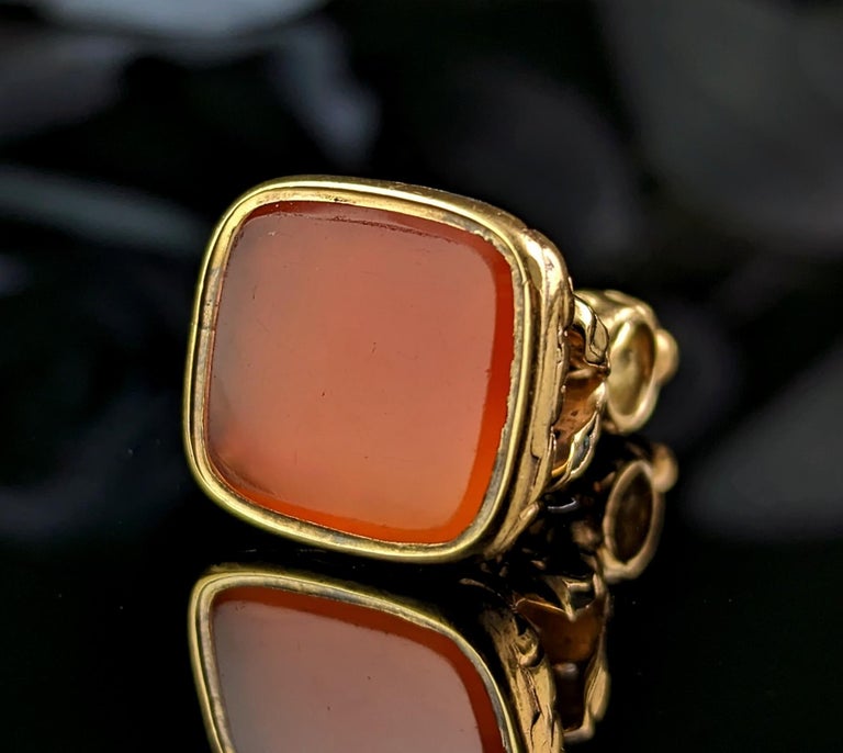 Antique Gold Cased Fob Seal, Carnelian, Victorian For Sale at 1stDibs