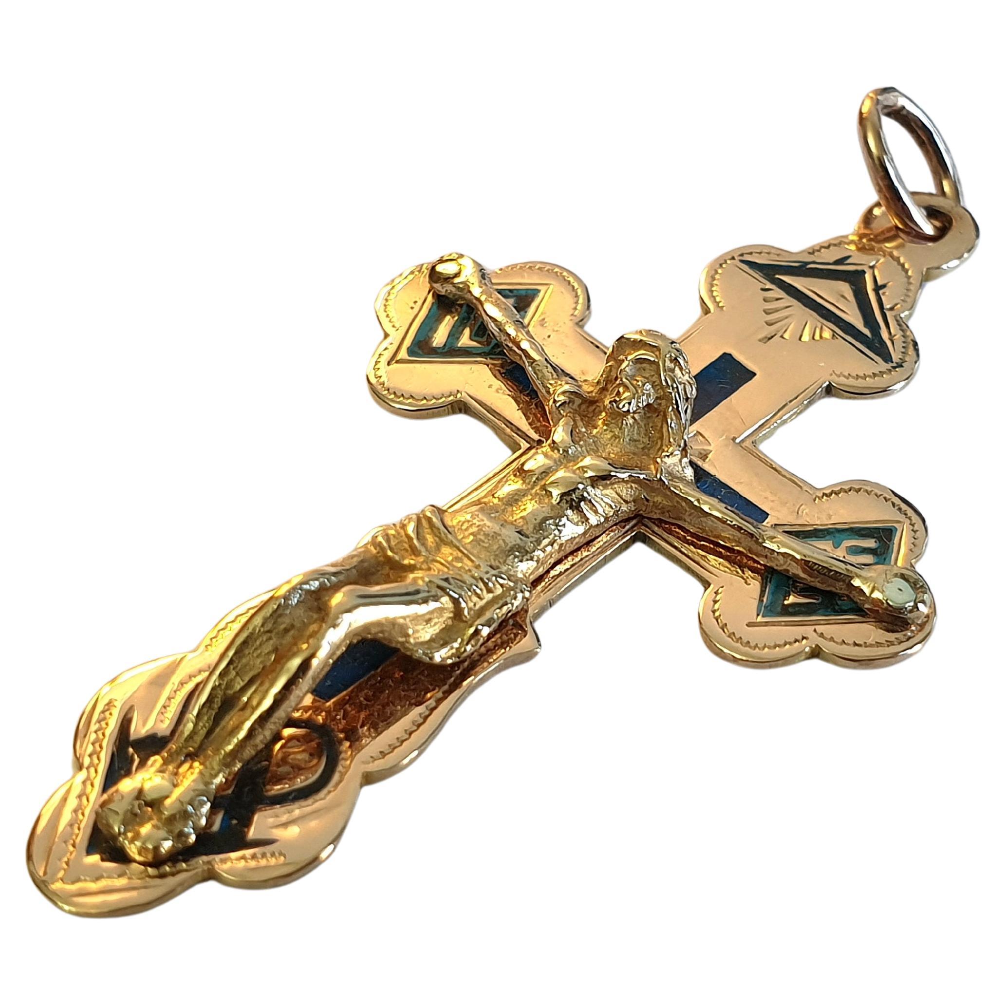 Antique Gold Cross Pendant For Sale at 1stDibs