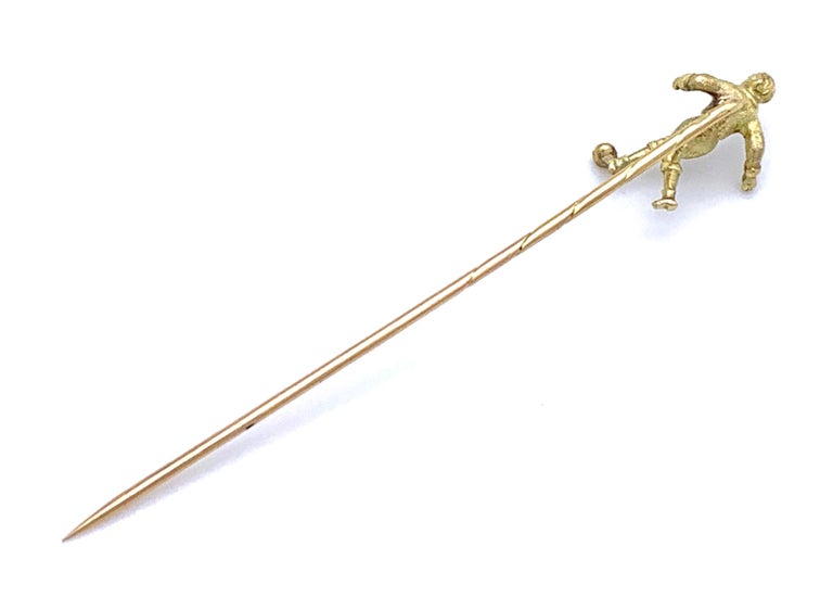 Antique Gold Football Soccer Player Stick Pin For Sale at 1stDibs