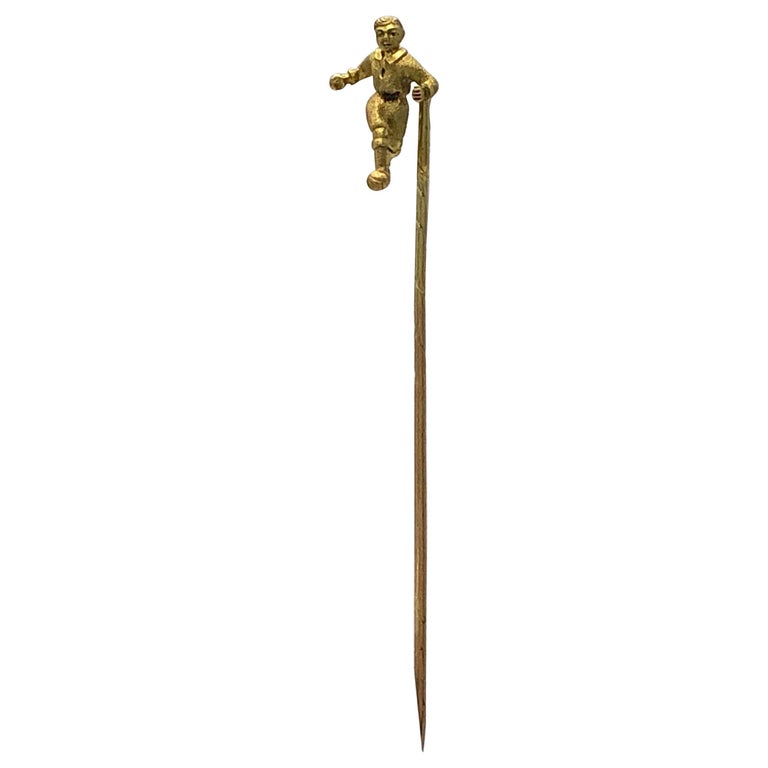 Antique Gold Football Soccer Player Stick Pin For Sale at 1stDibs