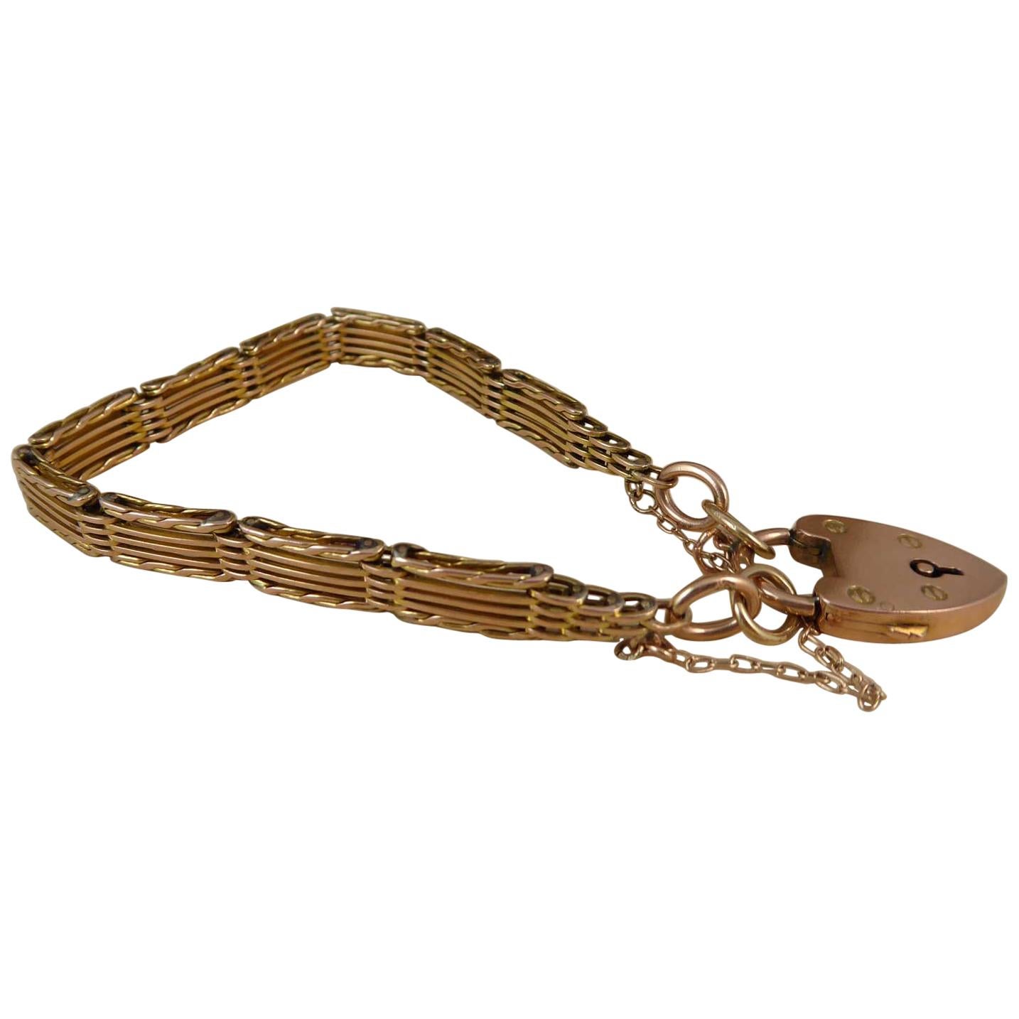 Antique Late Victorian/Early Edwardian Gold Gate Bracelet at 1stDibs ...