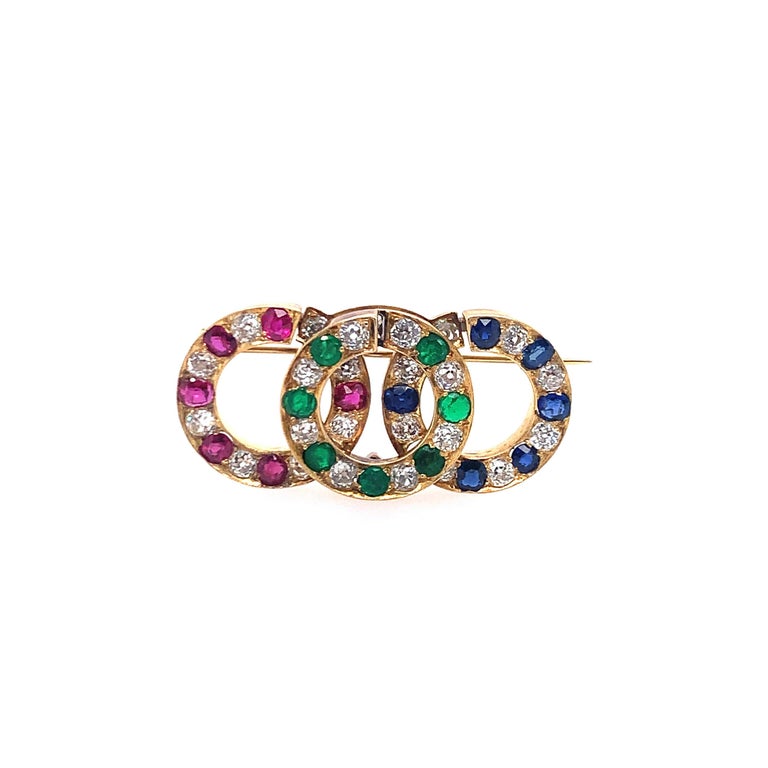 Antique Gold, Gem-Set, and Diamond Brooch For Sale at 1stDibs