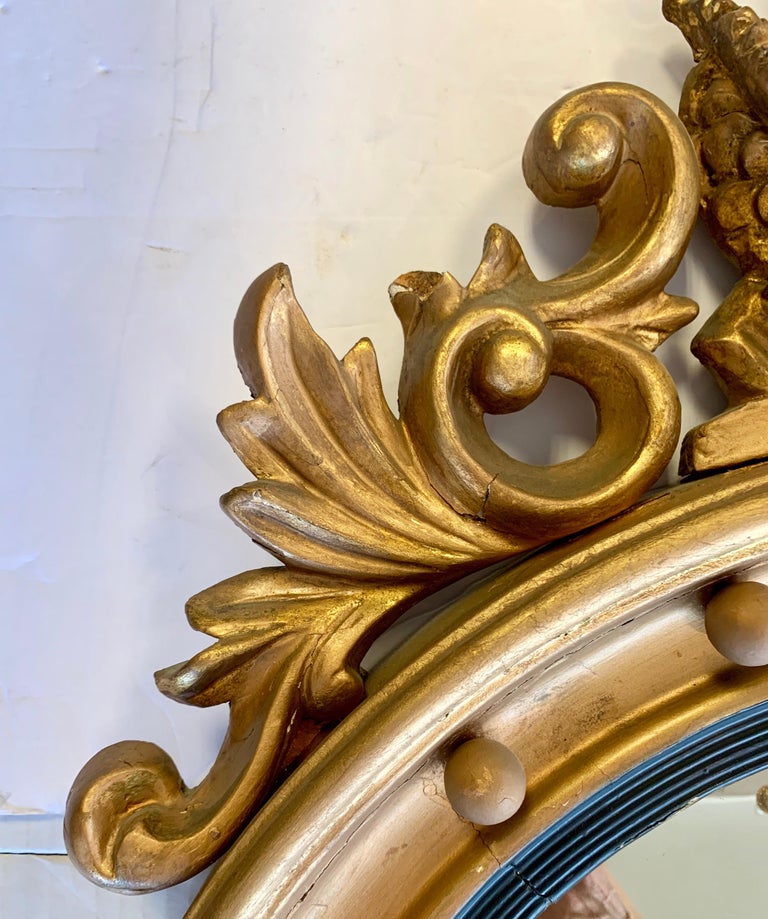 Antique Gold Giltwood Convex Mirror with Winged Dragon For Sale at ...