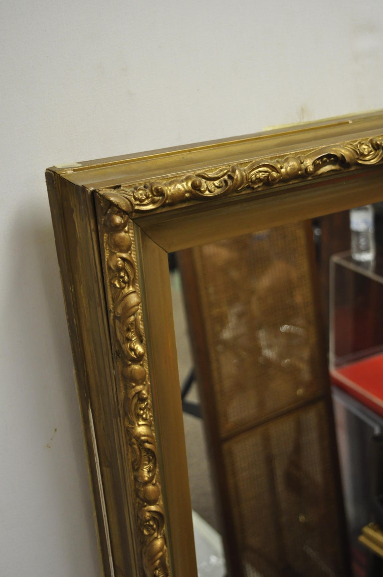 Antique Gold Giltwood Gesso French Victorian Deep Frame Wall Mirror For ...