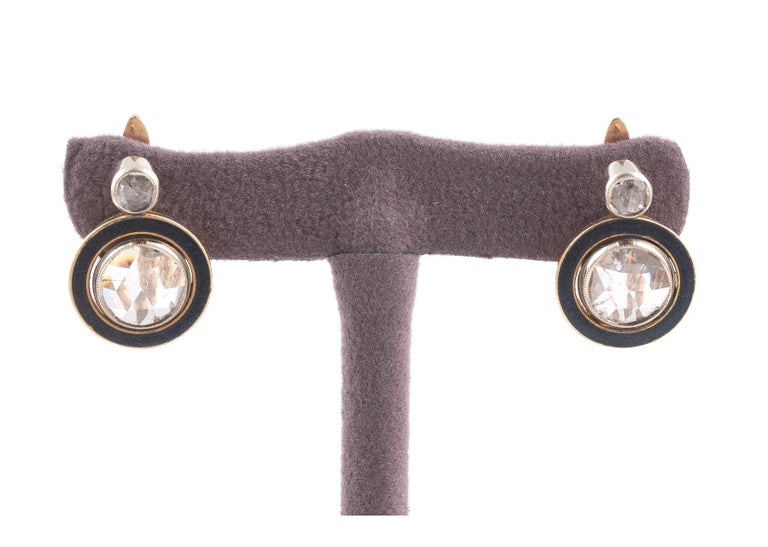 Antique Gold Large Rose Cut Diamond Earrings For Sale at 1stDibs