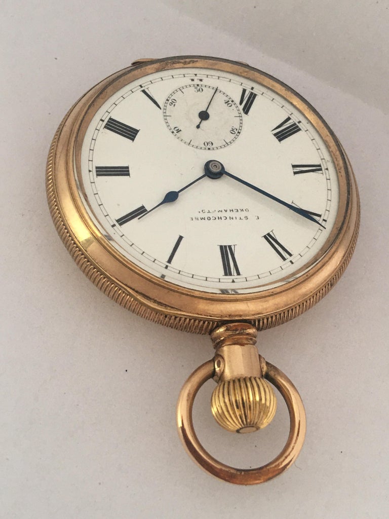 Antique Gold Plate Hand Winding Lever Pocket Watch For Sale at 1stDibs ...